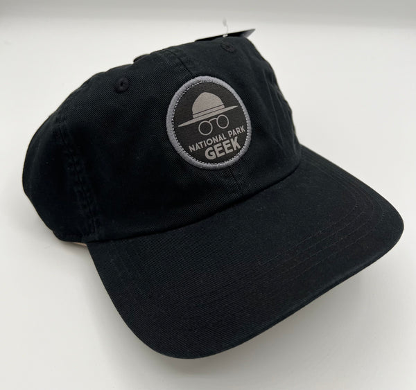 National Park Geek Black Hat with NPG Logo patch - Shipping via USPS o